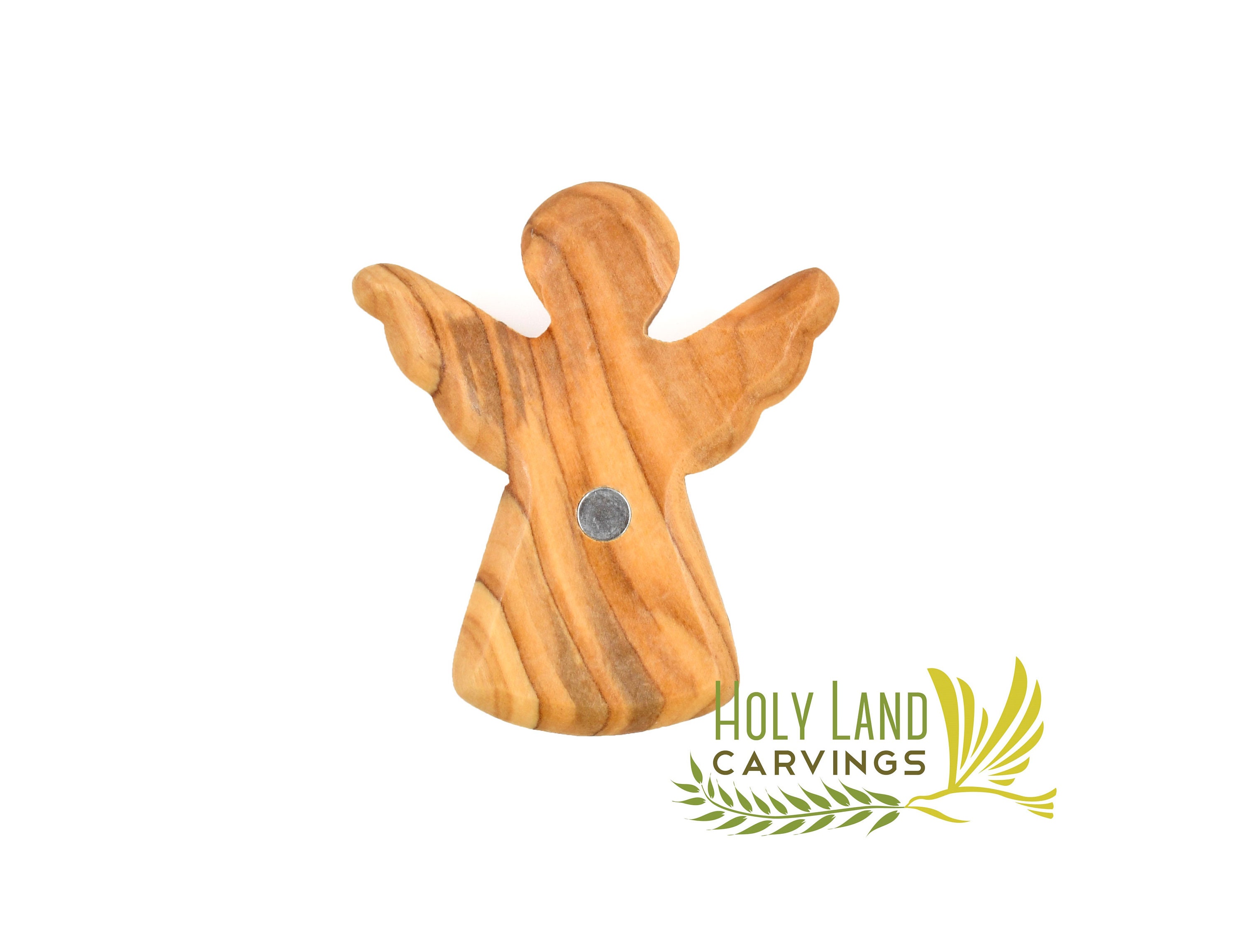 Small Olive Wood Angel, Wooden Guardian Angel Magnetic or Pocket Angels ...