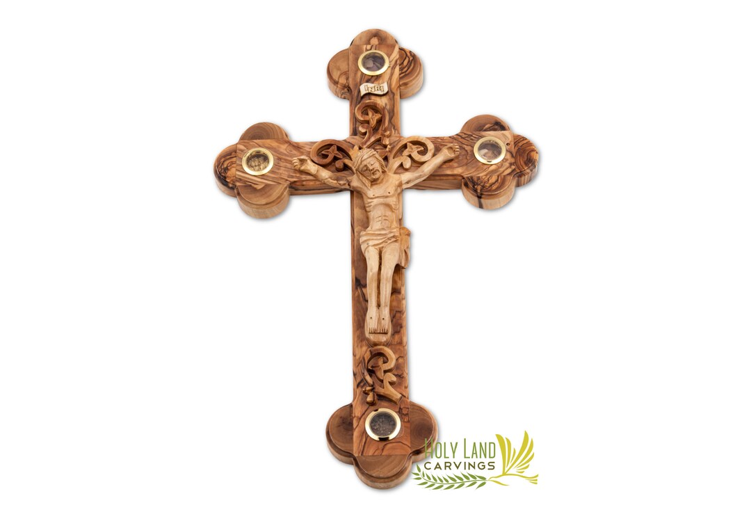 15" Large Catholic Wall Crucifix Made of High Quality Olive Wood in the ...