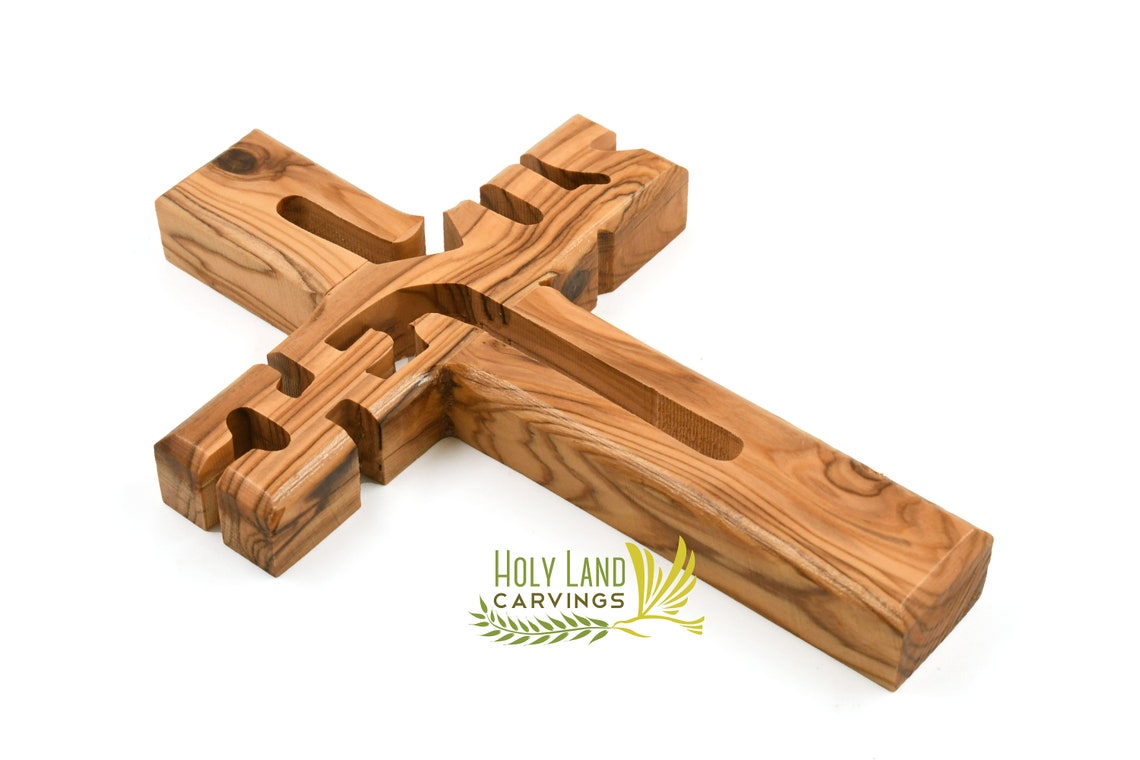 Jesus Name Cross Made of Olive Wood Wooden Wall Cross Holy - Etsy