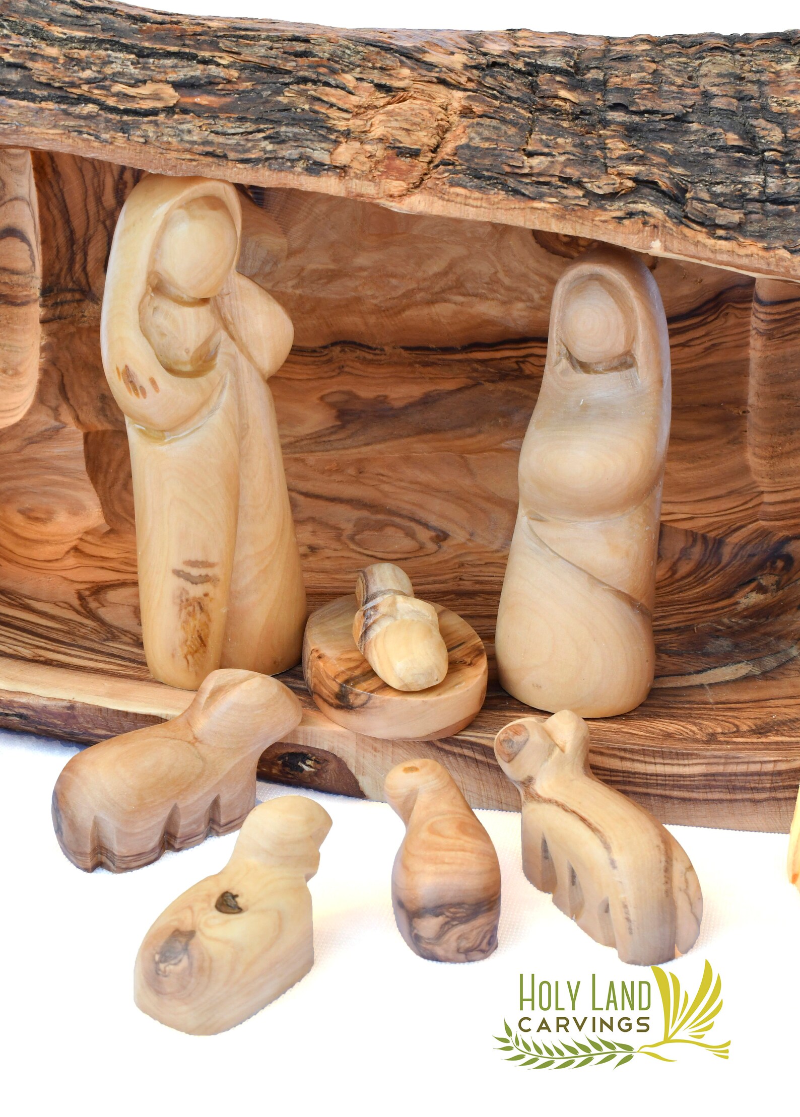 Olive Wood Nativity Cave, Christmas Nativity, Nativity Scene Carved ...