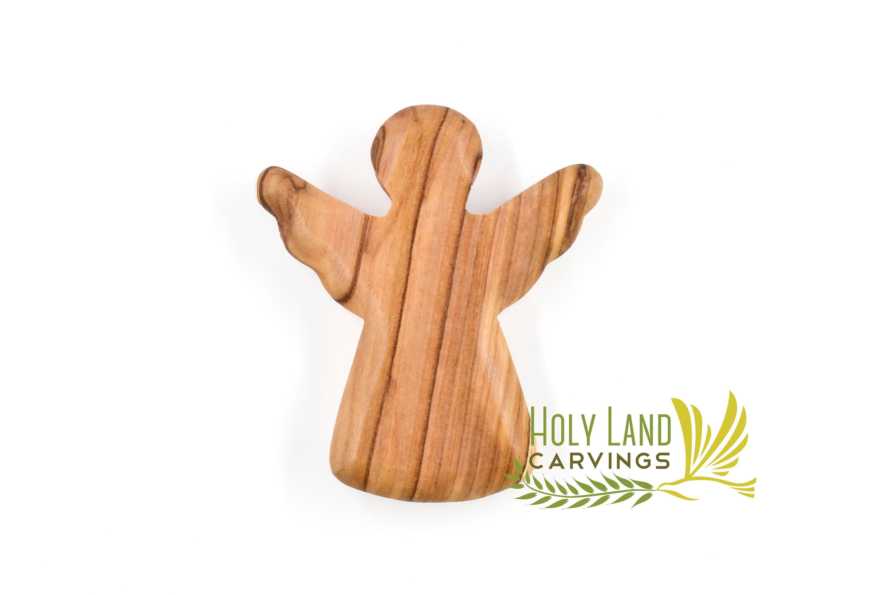 Small Olive Wood Angel Wooden Guardian Angel Magnetic or - Etsy