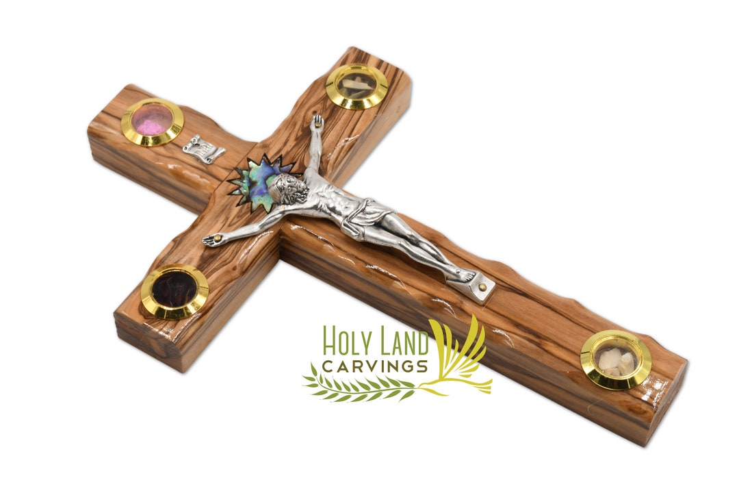 8 Inch Wooden Cross for Wall Décor | Olive Wood Crucifix Made in the ...