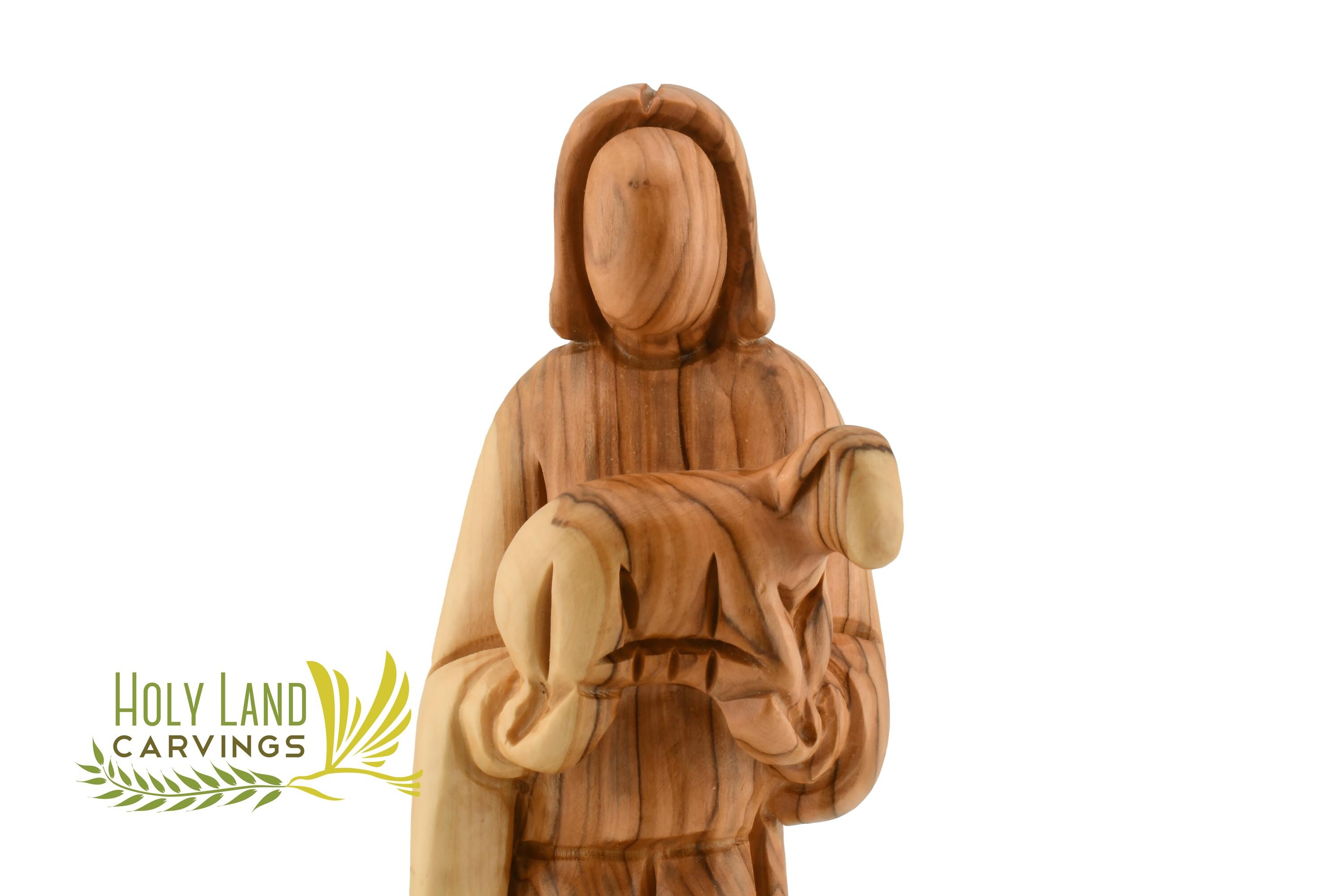 Jesus the Good Shepherd Statue | Olive Wood Statue of Jesus Made in ...