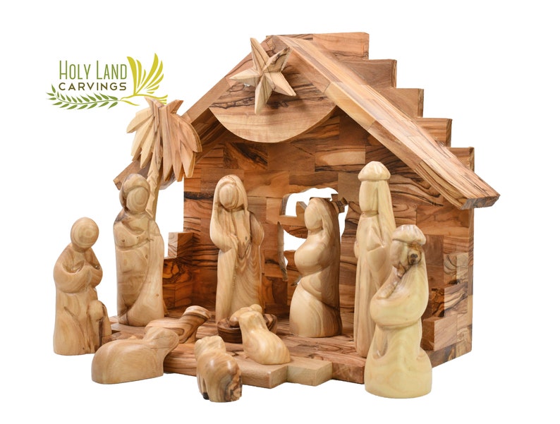 Large Nativity Set | Wooden Nativity Set for Christmas Manger Scene ...