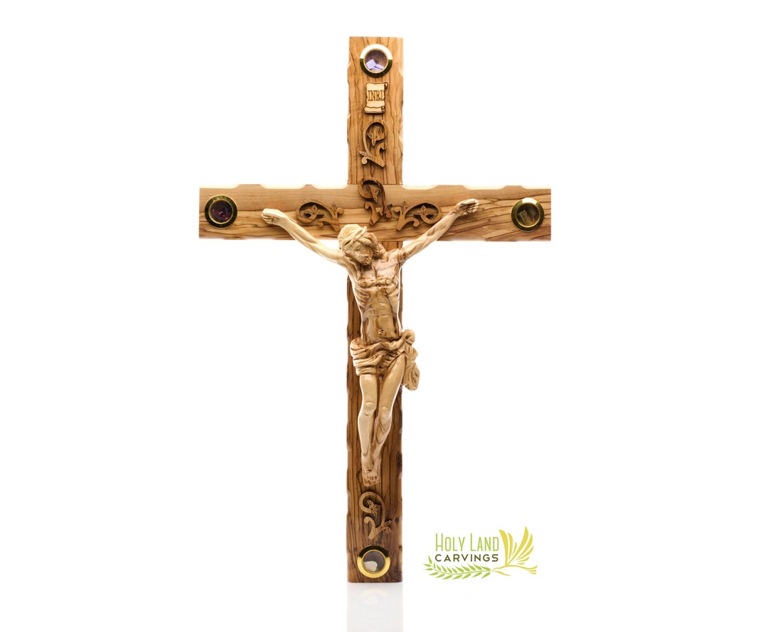 Large Crucifix for Wall | 20 Inch Olive Wood Catholic Crucifix Cross ...