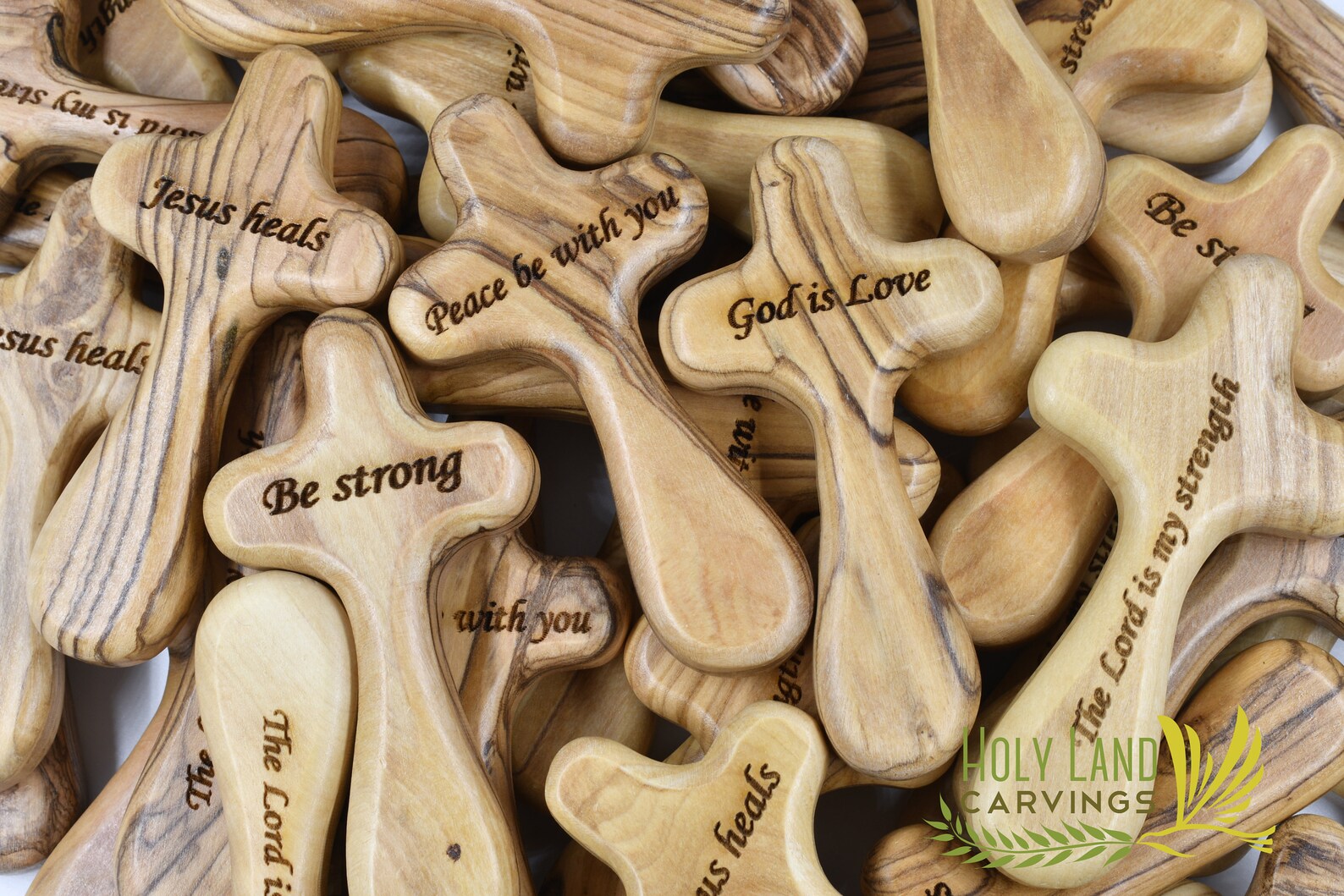 Peace Be With You Comfort Cross, Olive Wood Cross Laser Engraved, Hand ...