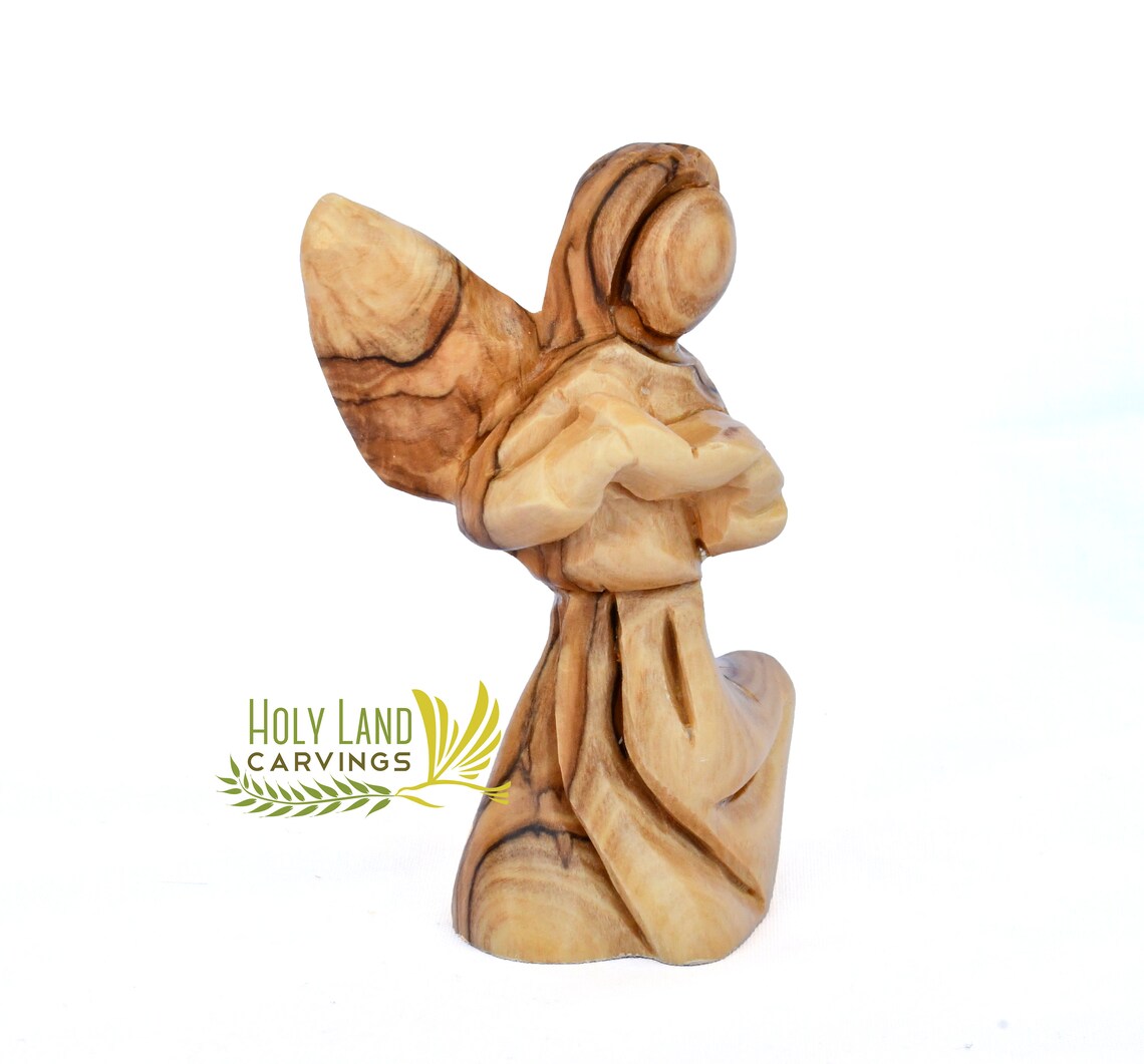 Olive Wood Angel | Small Angel Figurine | Angel Statue | Wooden Angels ...