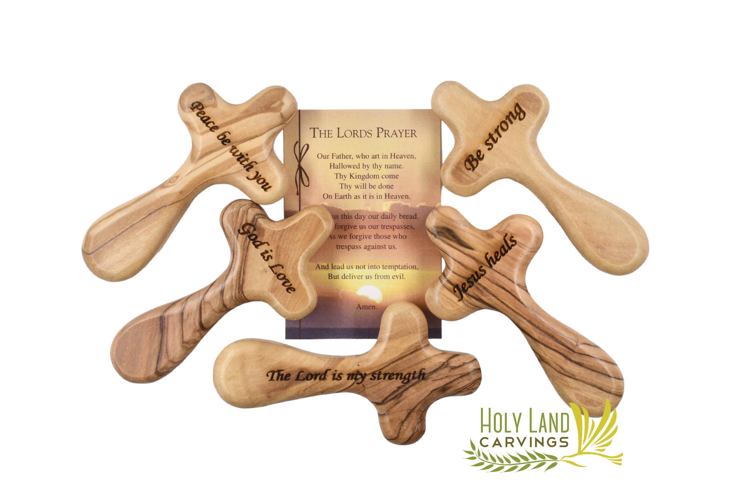 Peace Be With You Comfort Cross, Olive Wood Cross Laser Engraved, Hand ...