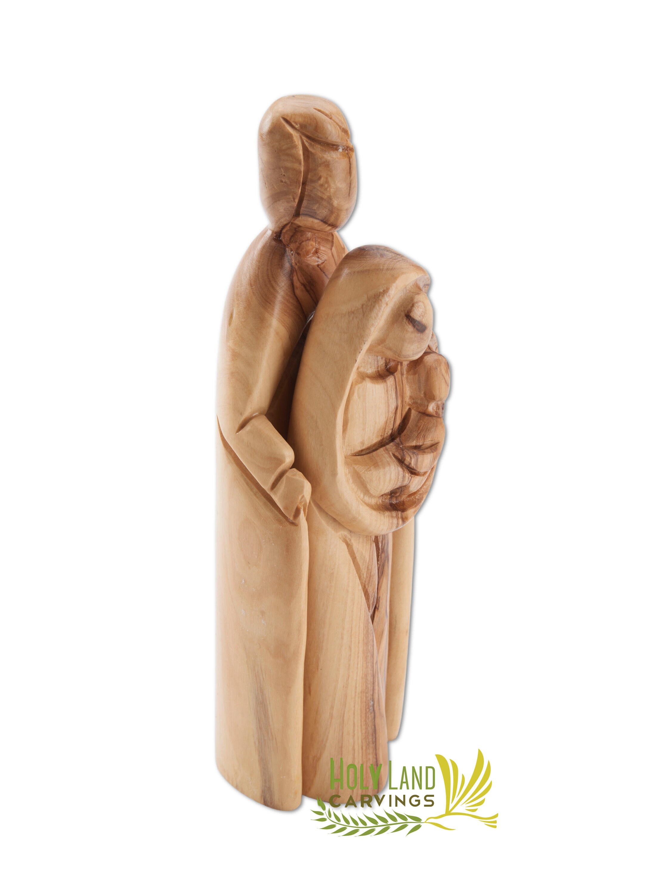 Hand Carved Olive Wood Statue of the Holy Family - St. Joseph, Virgin ...