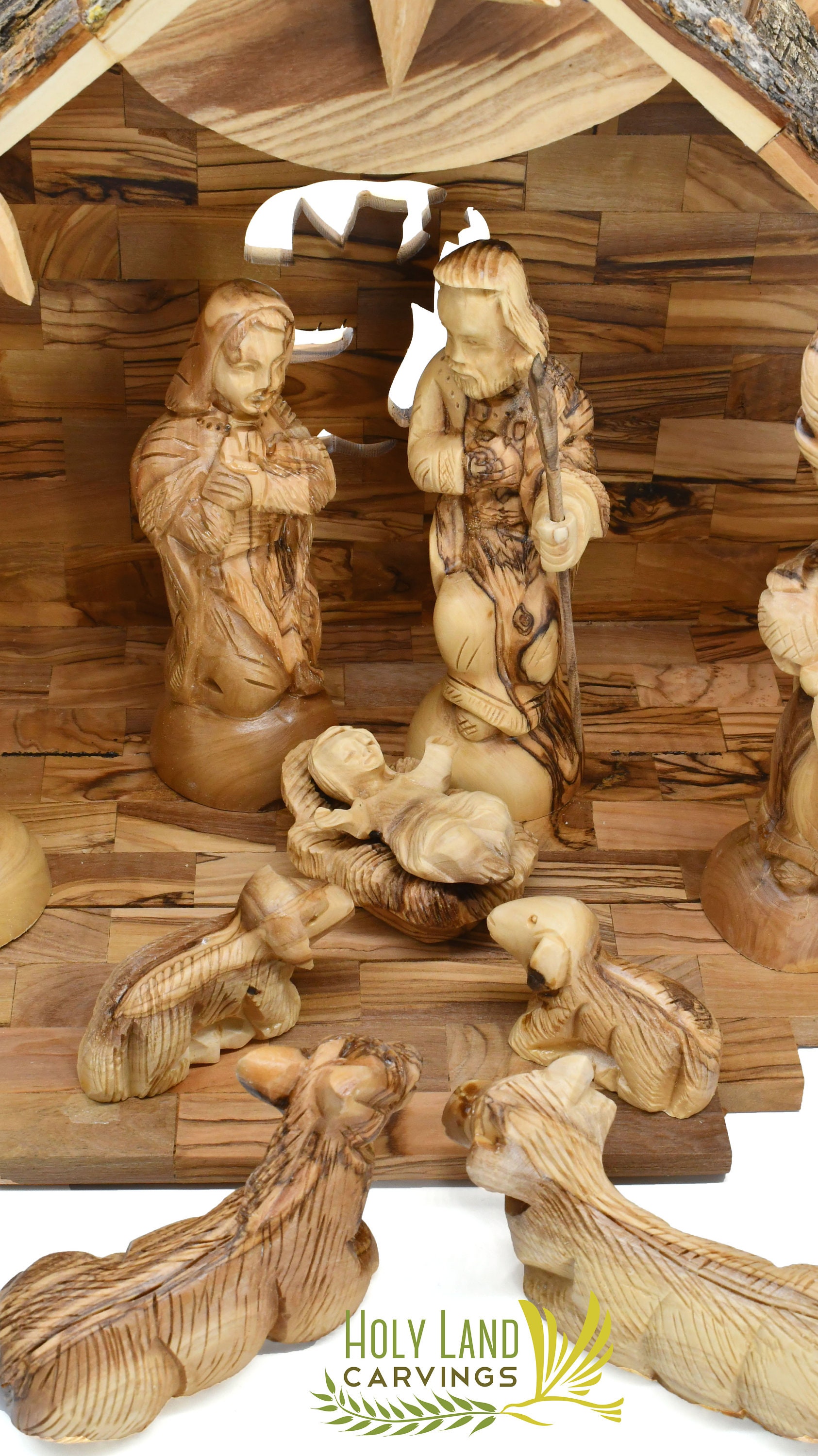 Large Wooden Nativity Set for Christmas Made of Olive Wood in | Etsy