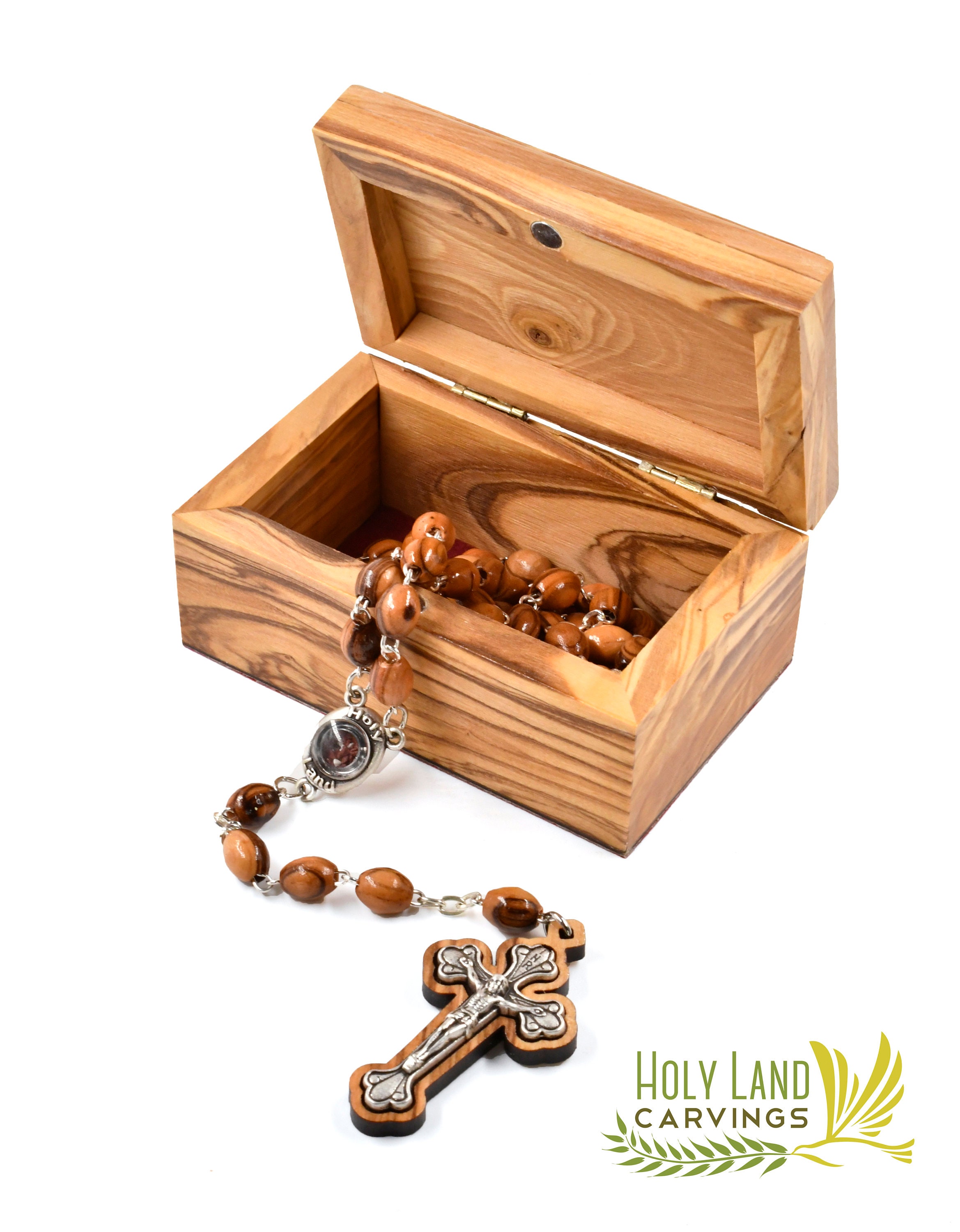 Olive Wood Box, Jewelry Box, Rosary Box, Keepsake Box Made in the Holy ...