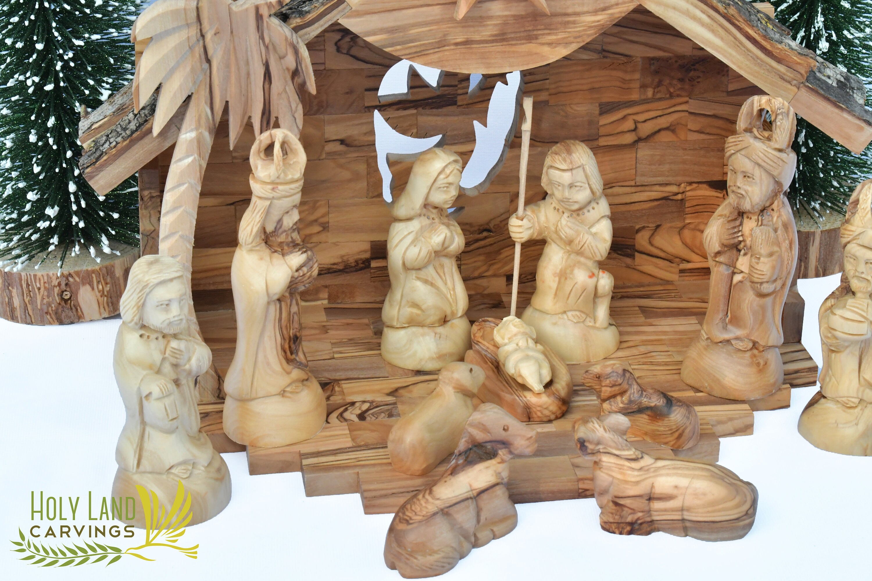 Large Nativity Set Wooden Nativity Set for Christmas Olive - Etsy