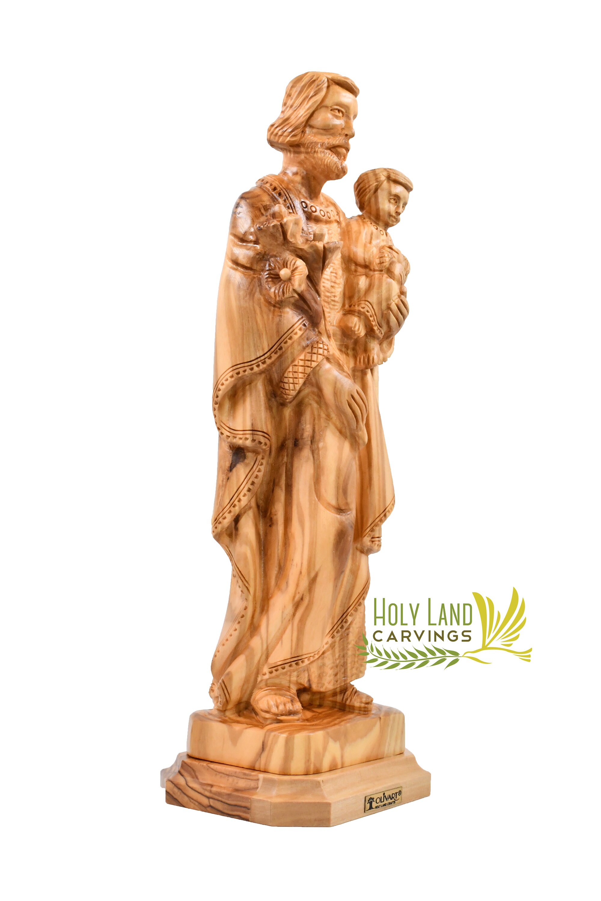St Joseph Statue | St. Joseph Carrying the Holy Child and Flowers Olive ...