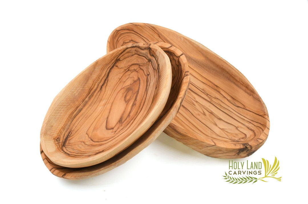 Olive Wood Plate, Oval Wooden Plate Appetizers, Hand Carved Olive Wood ...
