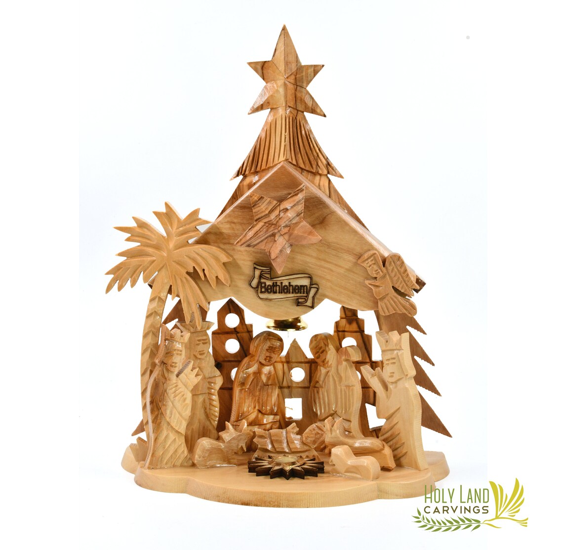 Musical Nativity Scene Set for Christmas Olive Wood Nativity - Etsy