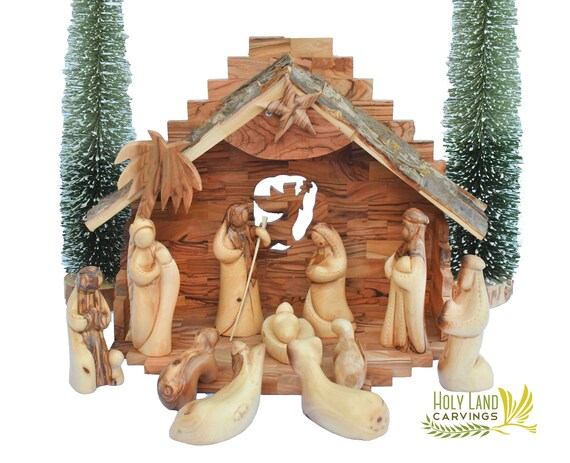 Large Nativity Set Wooden Nativity Set for Christmas Manger - Etsy