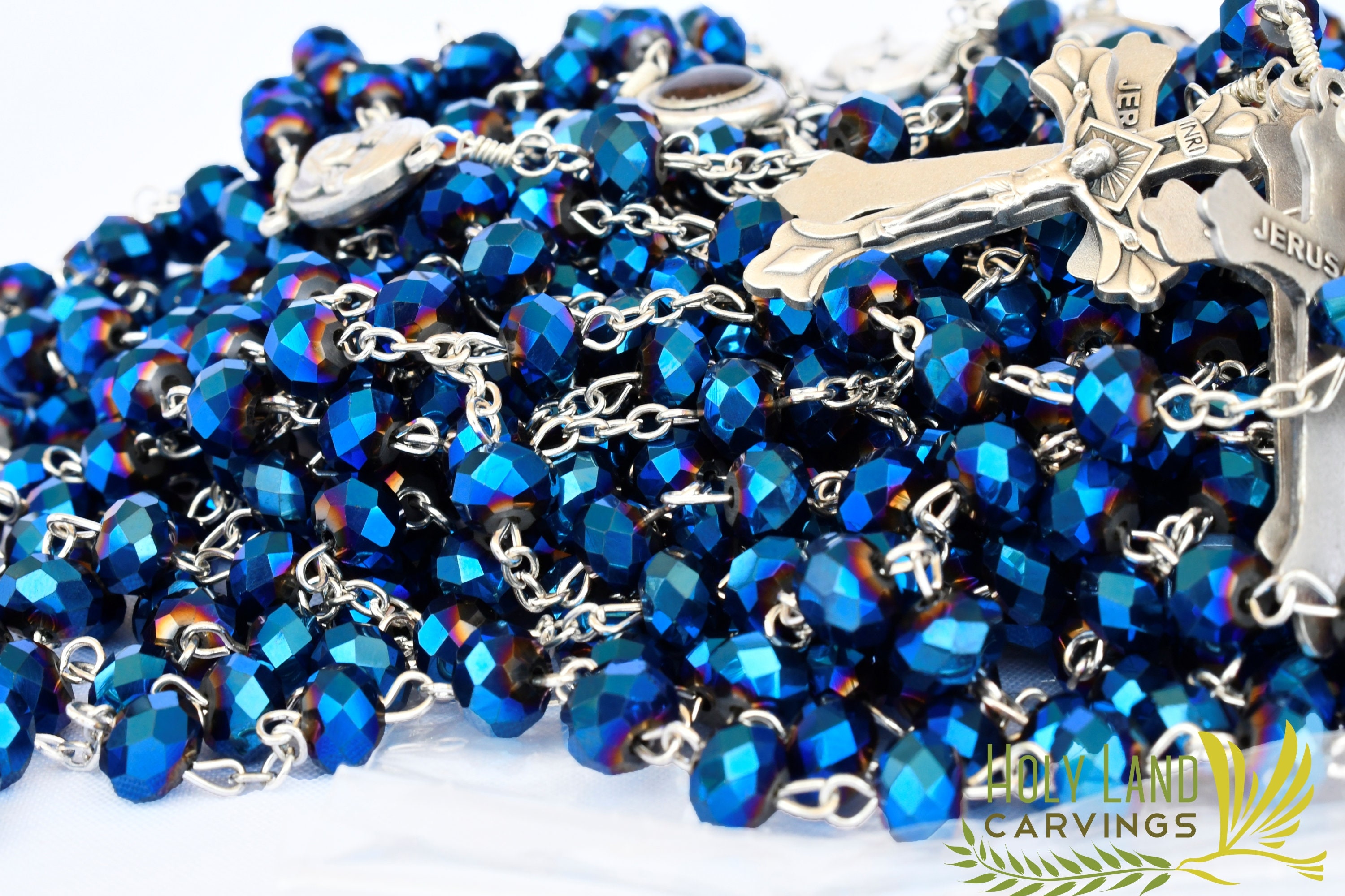 Royal Blue Rosary Crystal Beads Catholic Rosary Crystal | Etsy