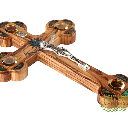 7 Inch Mother of Pearl & Olive Wood Wall Crucifix Cross 4 - Etsy