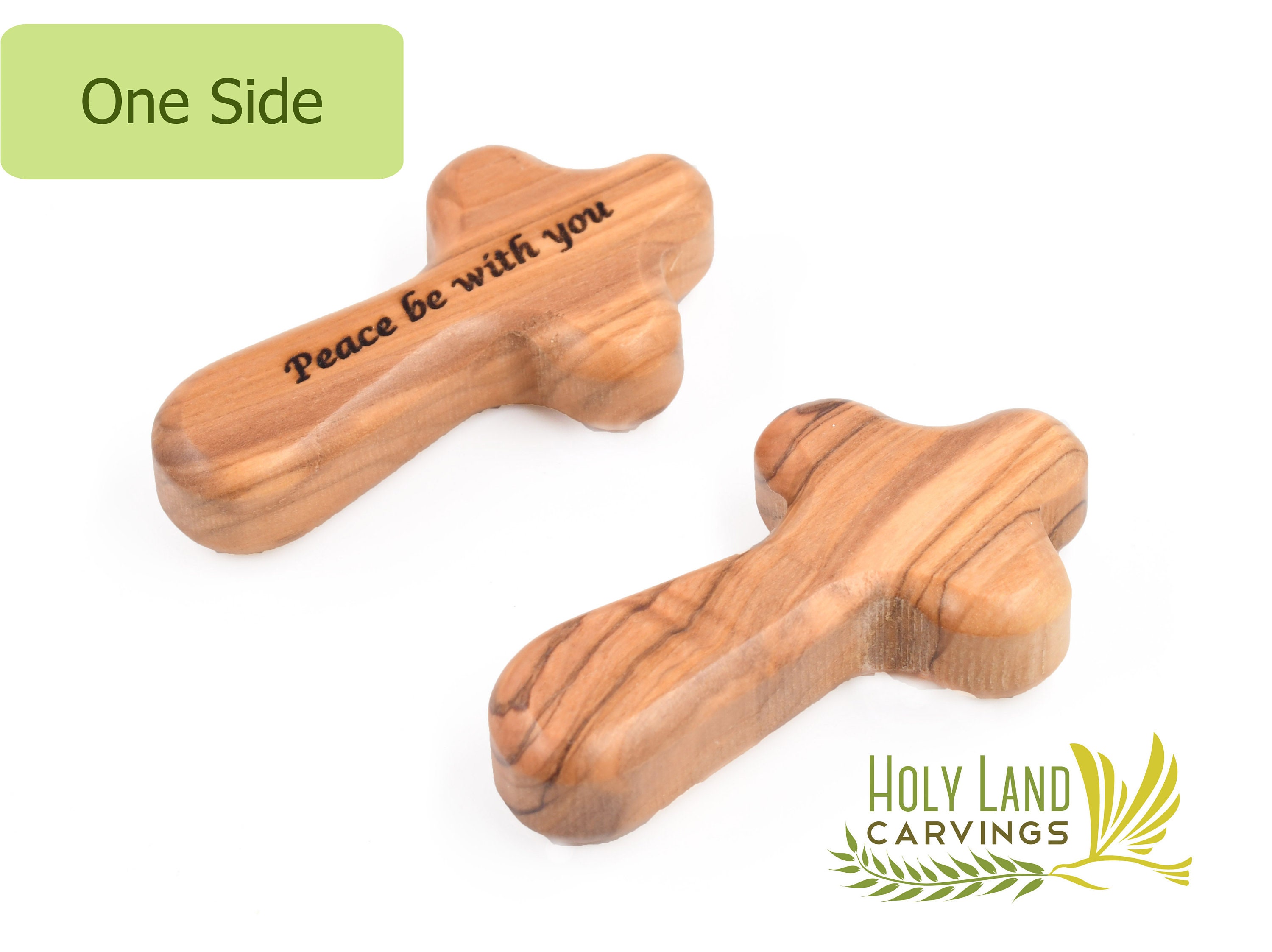 Personalized Olive Wood Comfort Cross, Custom Text Laser Engraved Hand ...