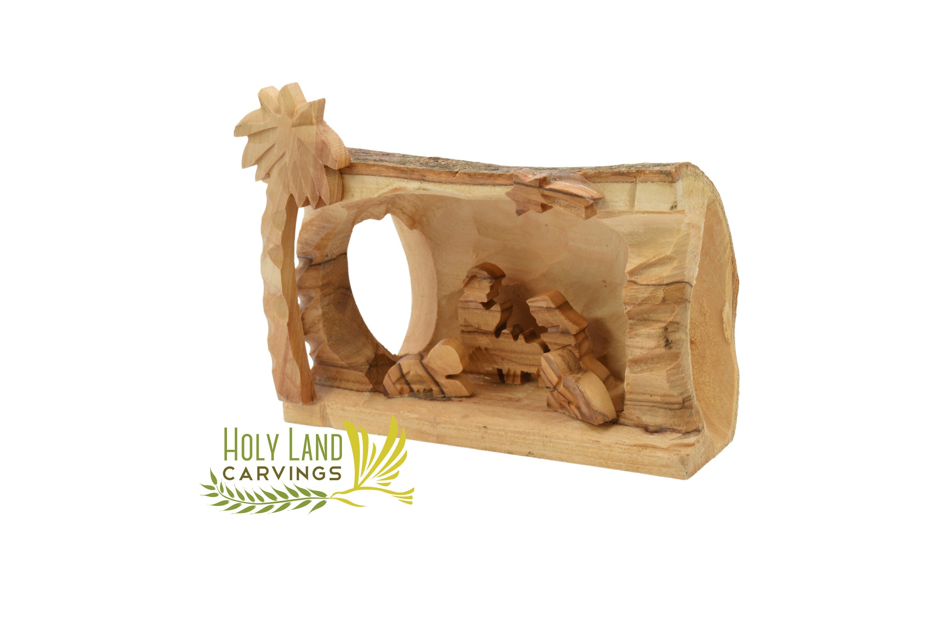 Nativity Scene in Manger Carved Inside of a Solid Piece of - Etsy