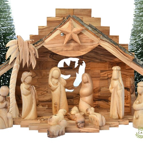 Large Nativity Set Wooden Nativity Set for Christmas Manger - Etsy