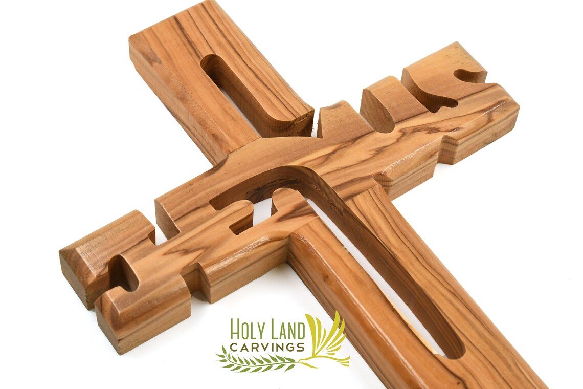 Jesus Name Cross Made of Olive Wood Wooden Wall Cross Holy - Etsy