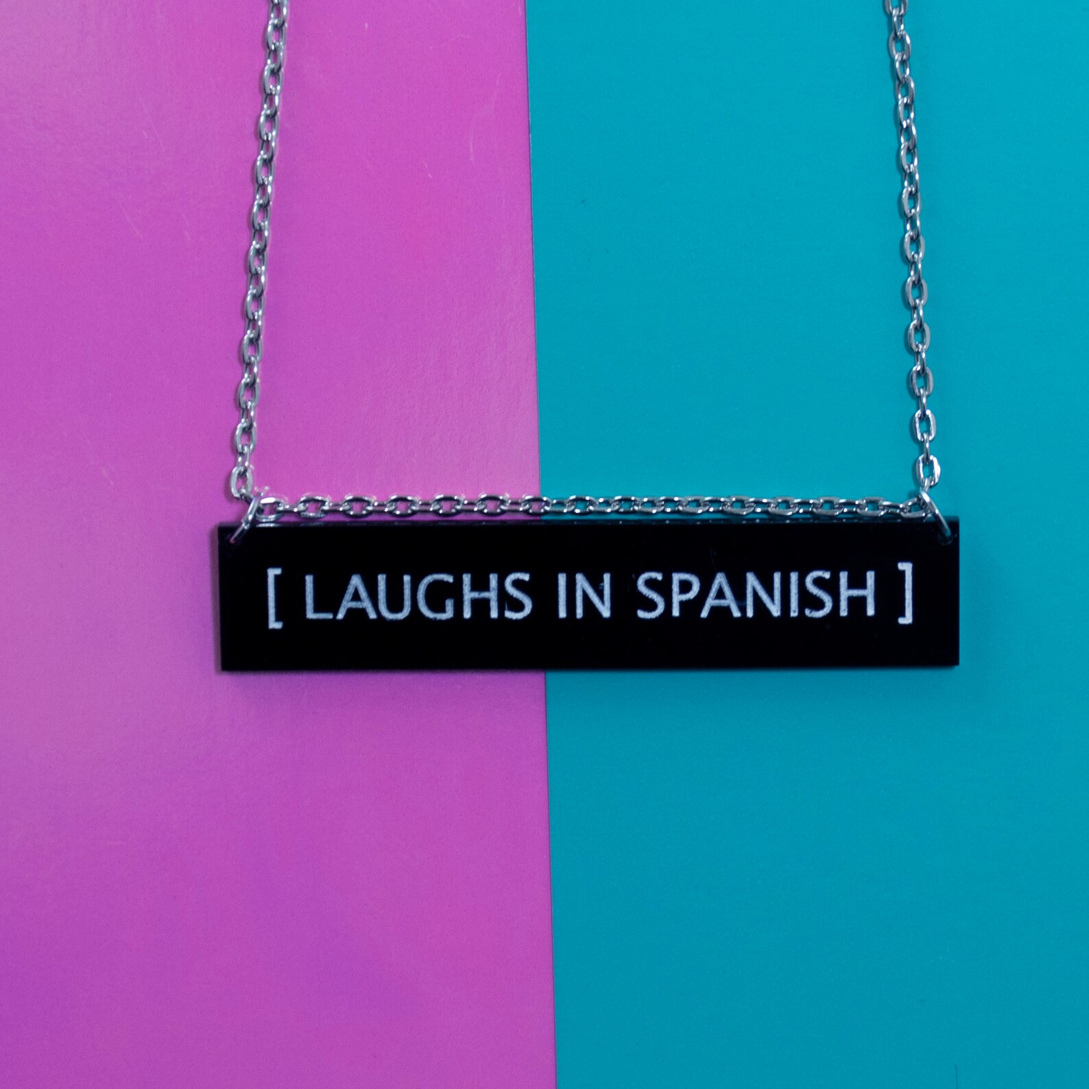 Acrylic Laughs in Spanish Necklace | Etsy