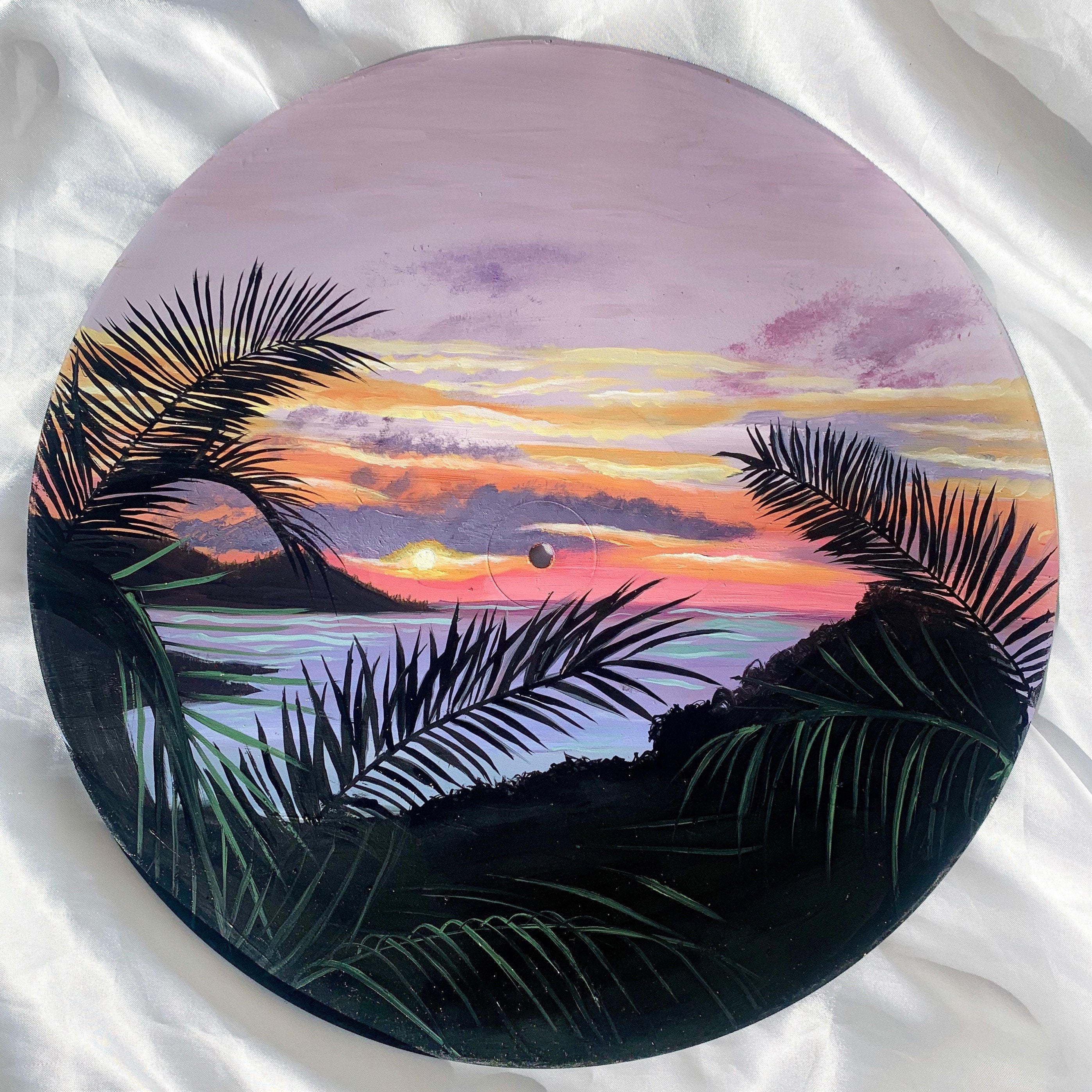 12” Hand Painted Soft Pink Sunset Vinyl Record - Etsy