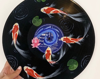 12 Koi Fish Hand Painted Vinyl Record - Etsy