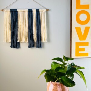 Layered Abstract Blue and White Yarn Wall Hanging Art Decor Handmade - Etsy