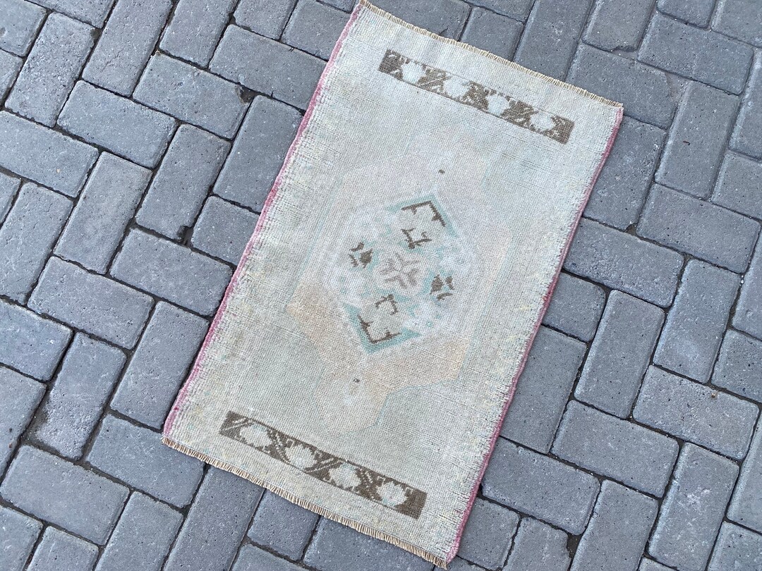 Small Vintage Rug, Tiny Turkish Rug, Mini Oushak Rug, Faded Rug ...