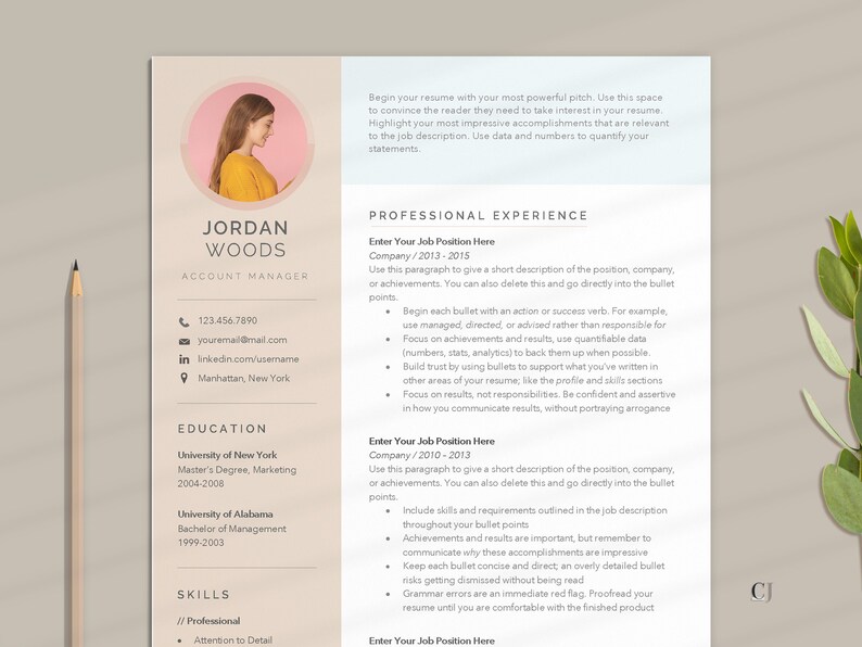 Resume Template Resume Template Word Mac Pages Modern - Etsy