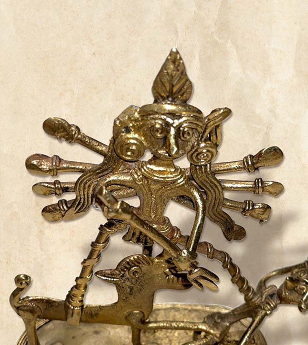 Dhokra Brass Durga Idol | Handmade Metal Sculpture | Housewarming Gift ...