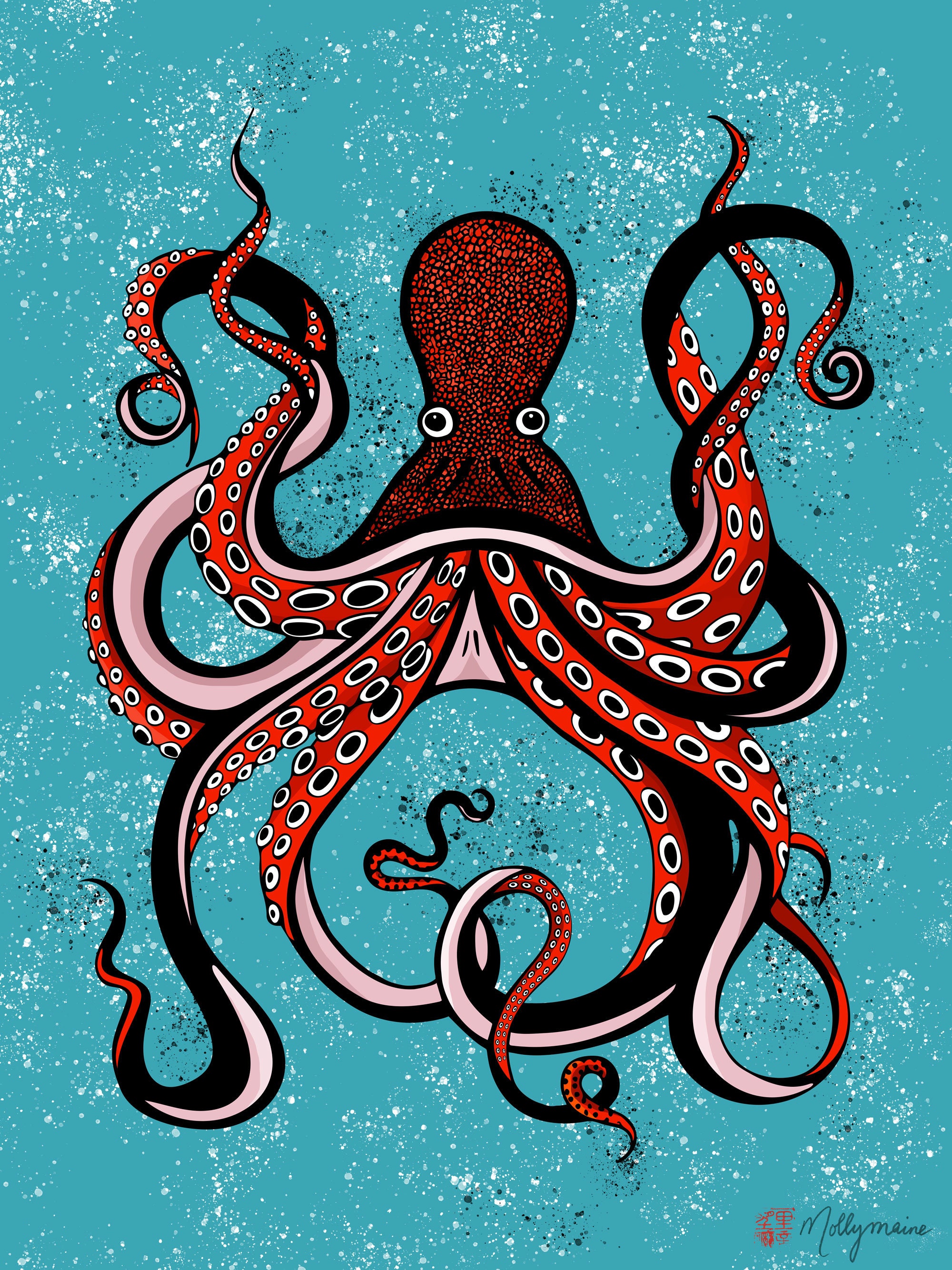 Japanese Octopus Signed Art Print by Molly Maine printed on | Etsy