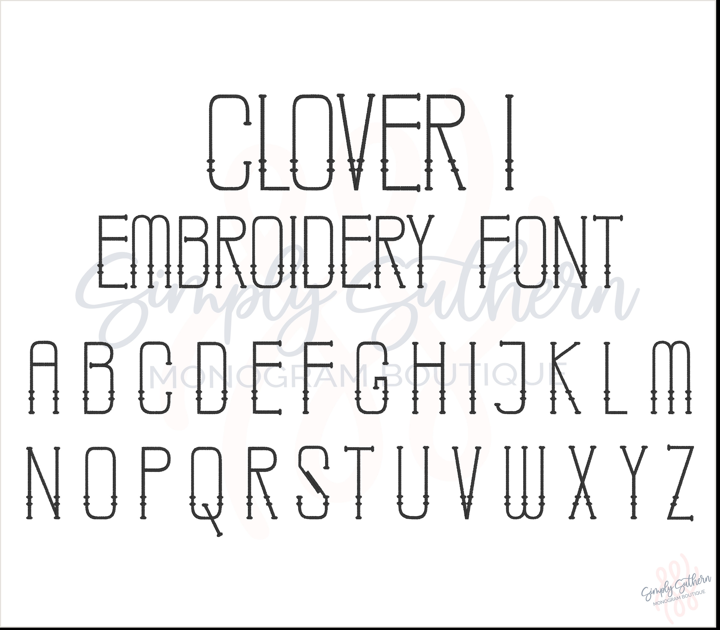 PES Clover I Embroidery Font in 6 SIZES - Etsy