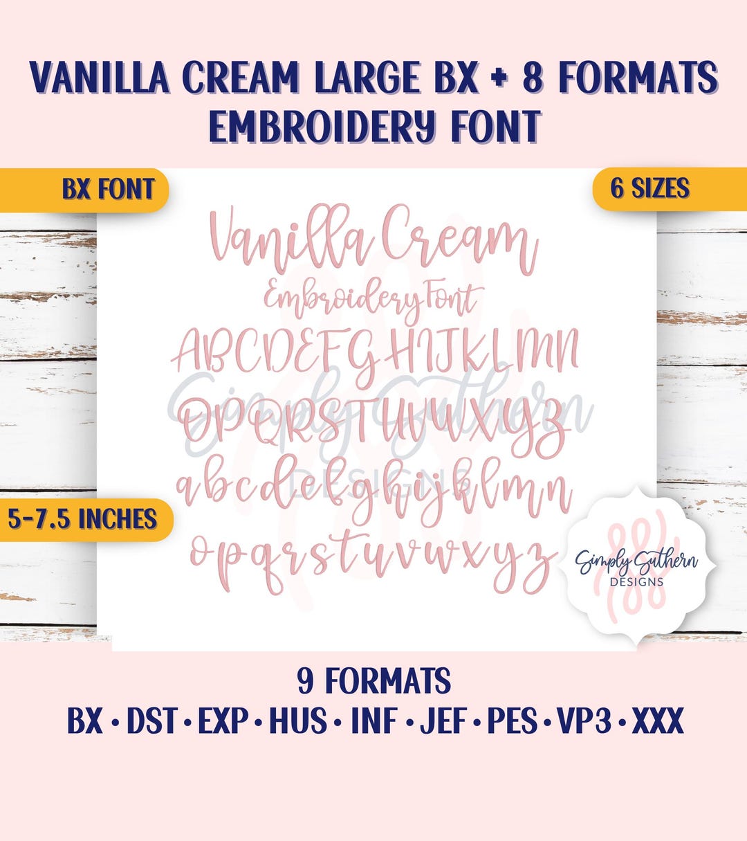 Vanilla Cream Embroidery Font | Large BX Script (digital Download) - Etsy