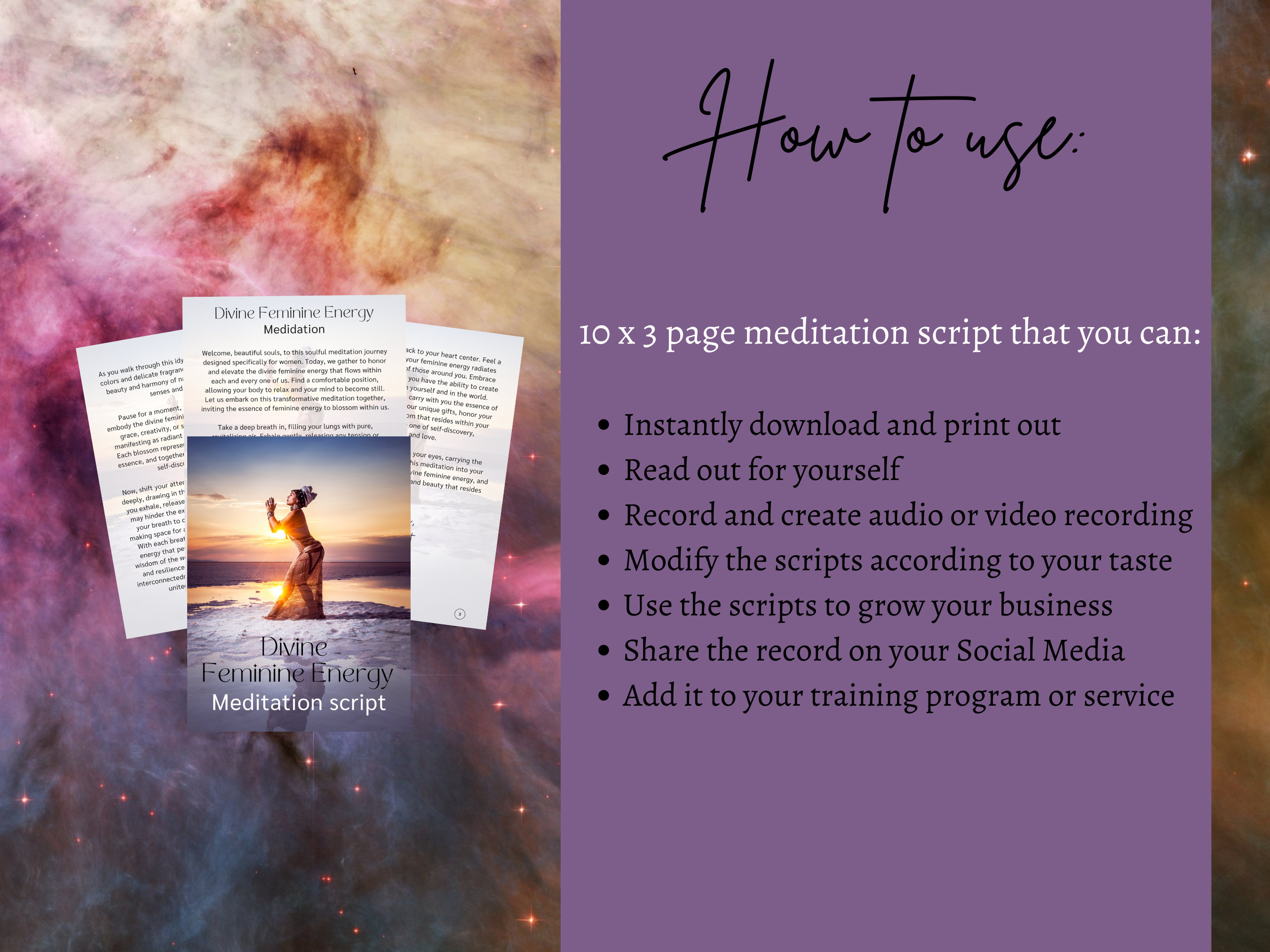Divine Feminine Energy Meditation Script BUNDLE Elevate Feminine Energy, Manifest Goals, Boost ...
