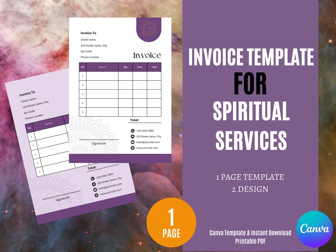 Invoice Template for Reiki Business, Energy Healers, Massage Therapists ...