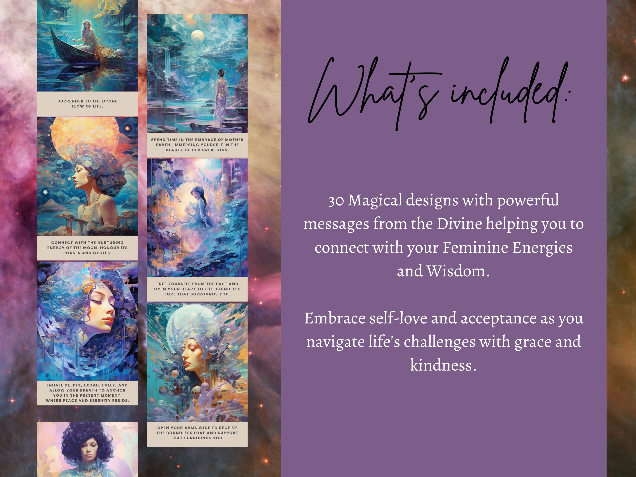 Printable Crystal Feminine Oracle Cards Deck, Feminine Oracle Card ...
