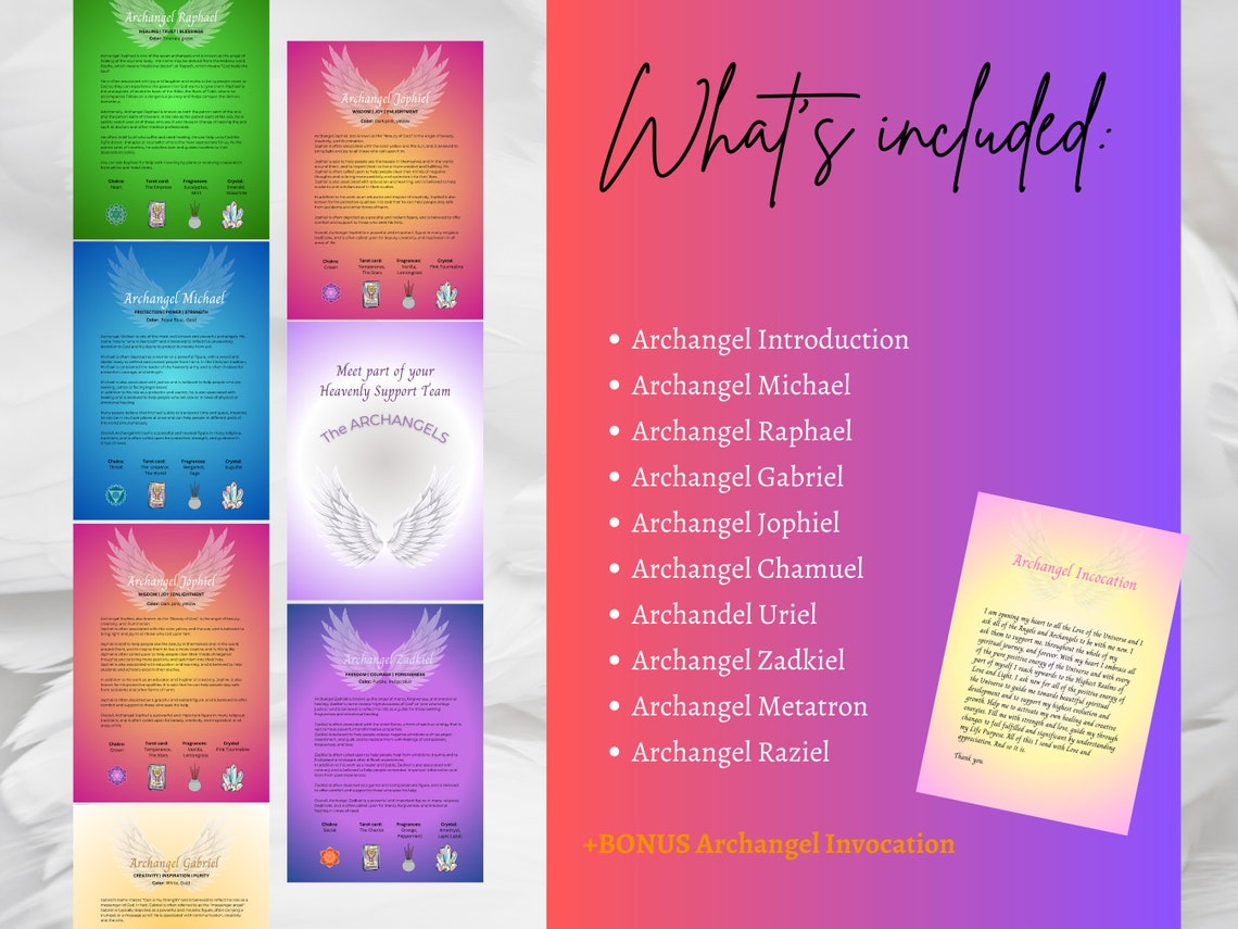 Archangel Guide Archangel Invocation Archangel Cheat Sheet - Etsy