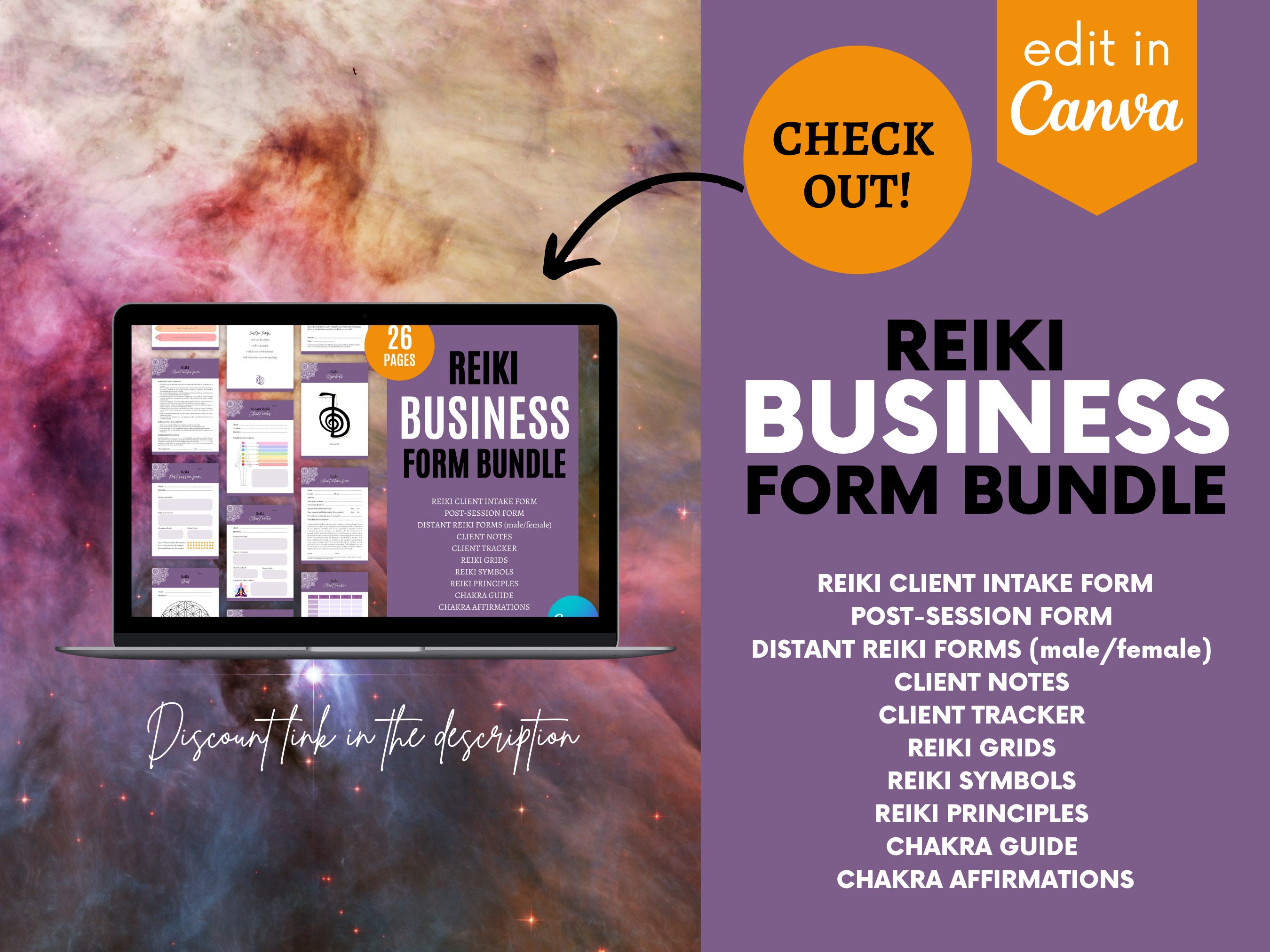 Invoice Template for Reiki Business, Energy Healers, Massage Therapists ...