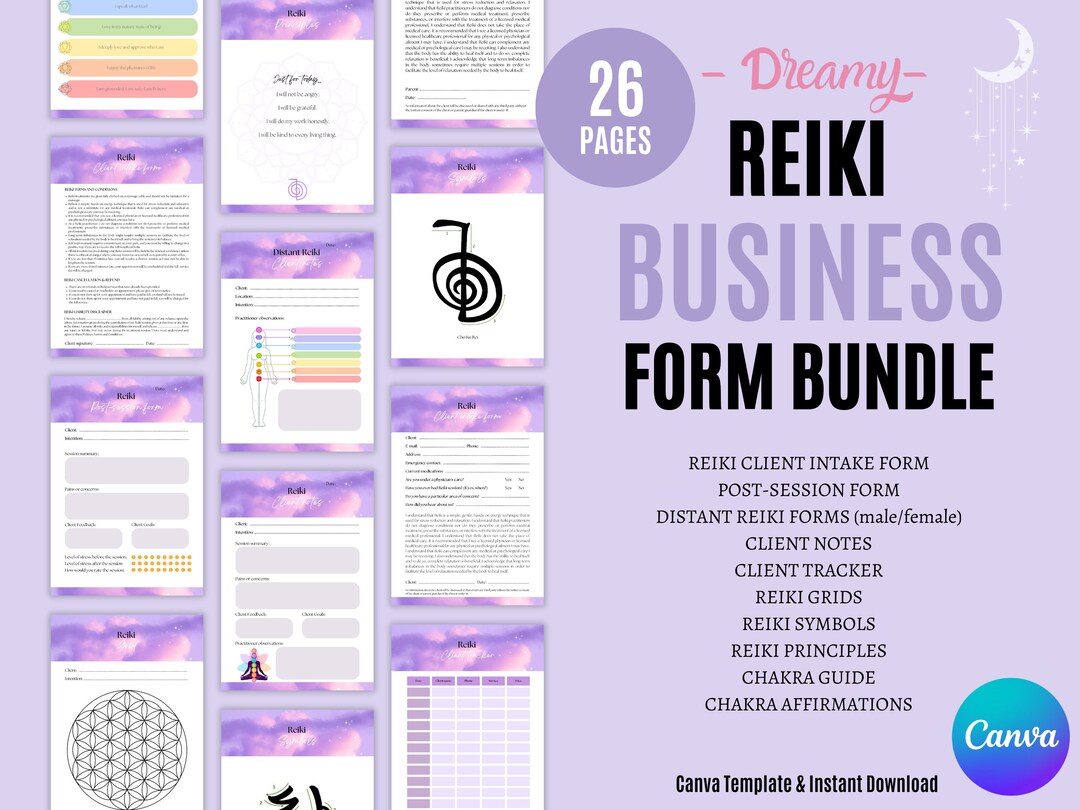 Reiki Business Form Bundle | Reiki Session | Distance Reiki Forms ...