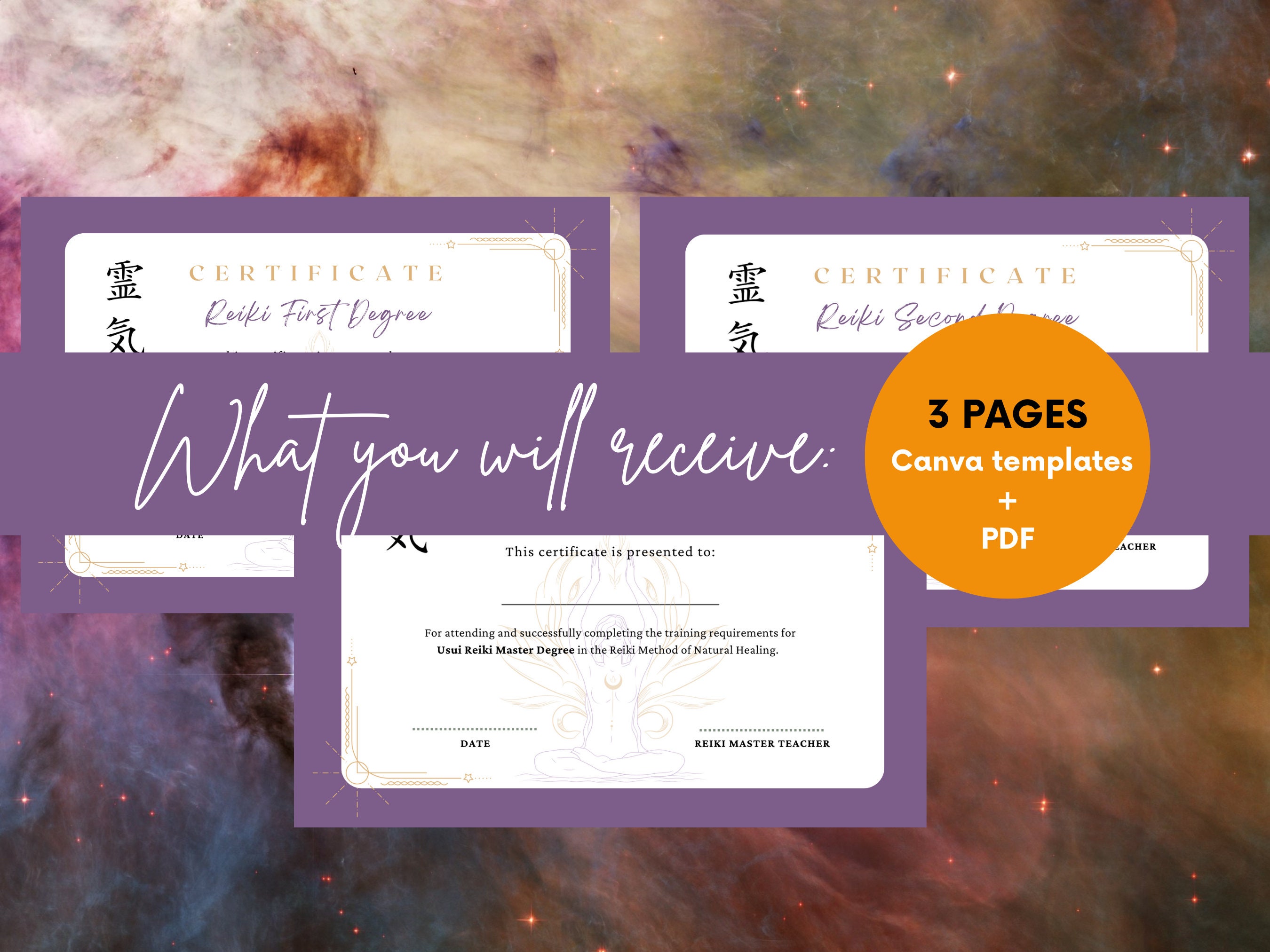 Reiki Certificates - Level I, II, and Master | Reiki Templates | Reiki ...