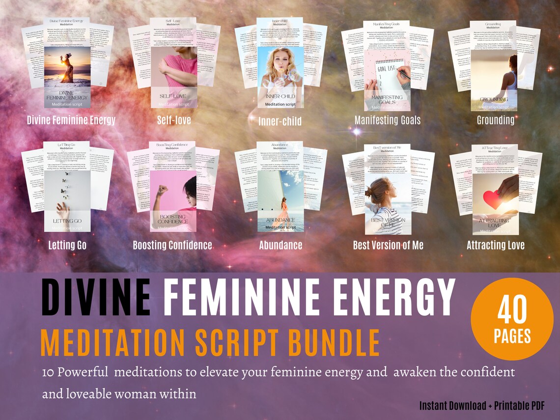 Divine Feminine Energy Meditation Script BUNDLE - Elevate Feminine ...
