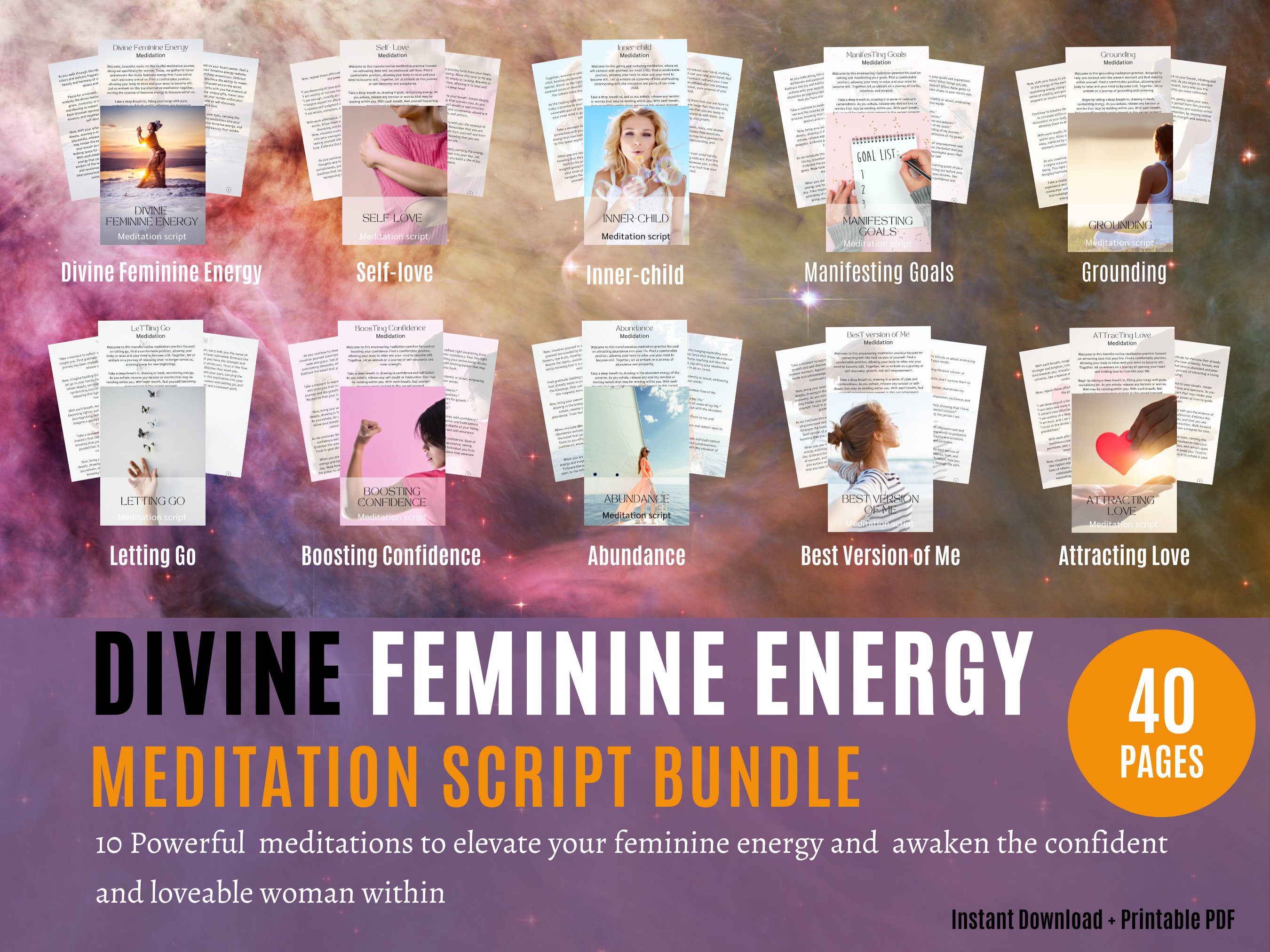 Divine Feminine Energy Meditation Script BUNDLE - Elevate Feminine ...