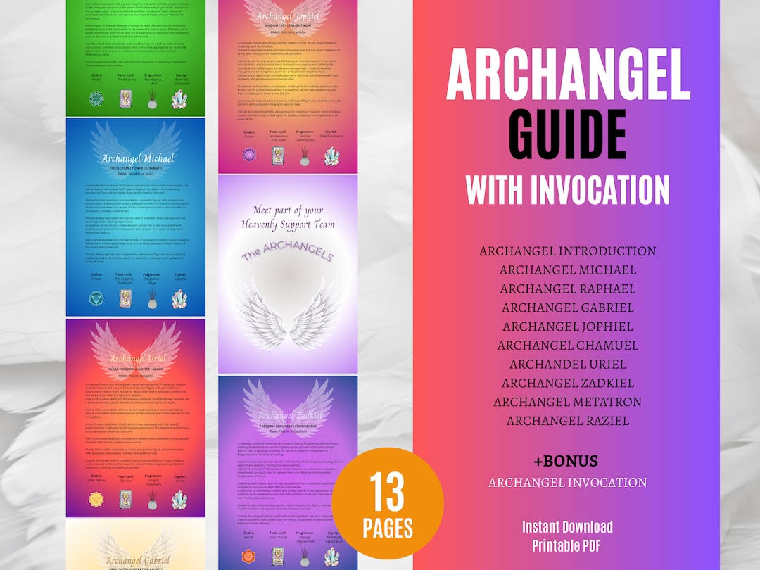 Archangel Guide, Archangel Invocation, Archangel Cheat Sheet, Michael, Gabriel, Raphael, Uriel ...