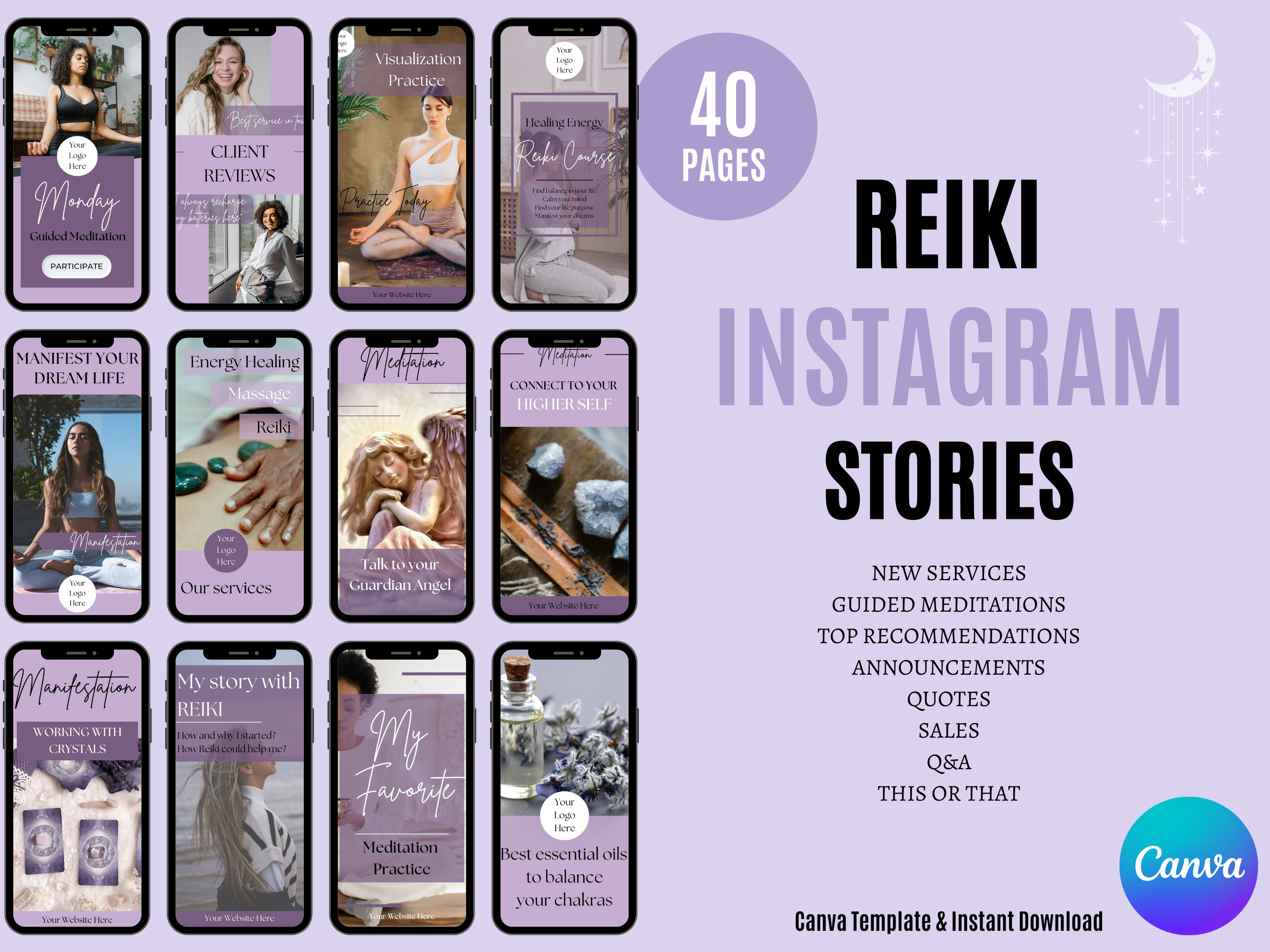 Reiki Instagram Templates Energy Healing Meditation Reiki Business ...