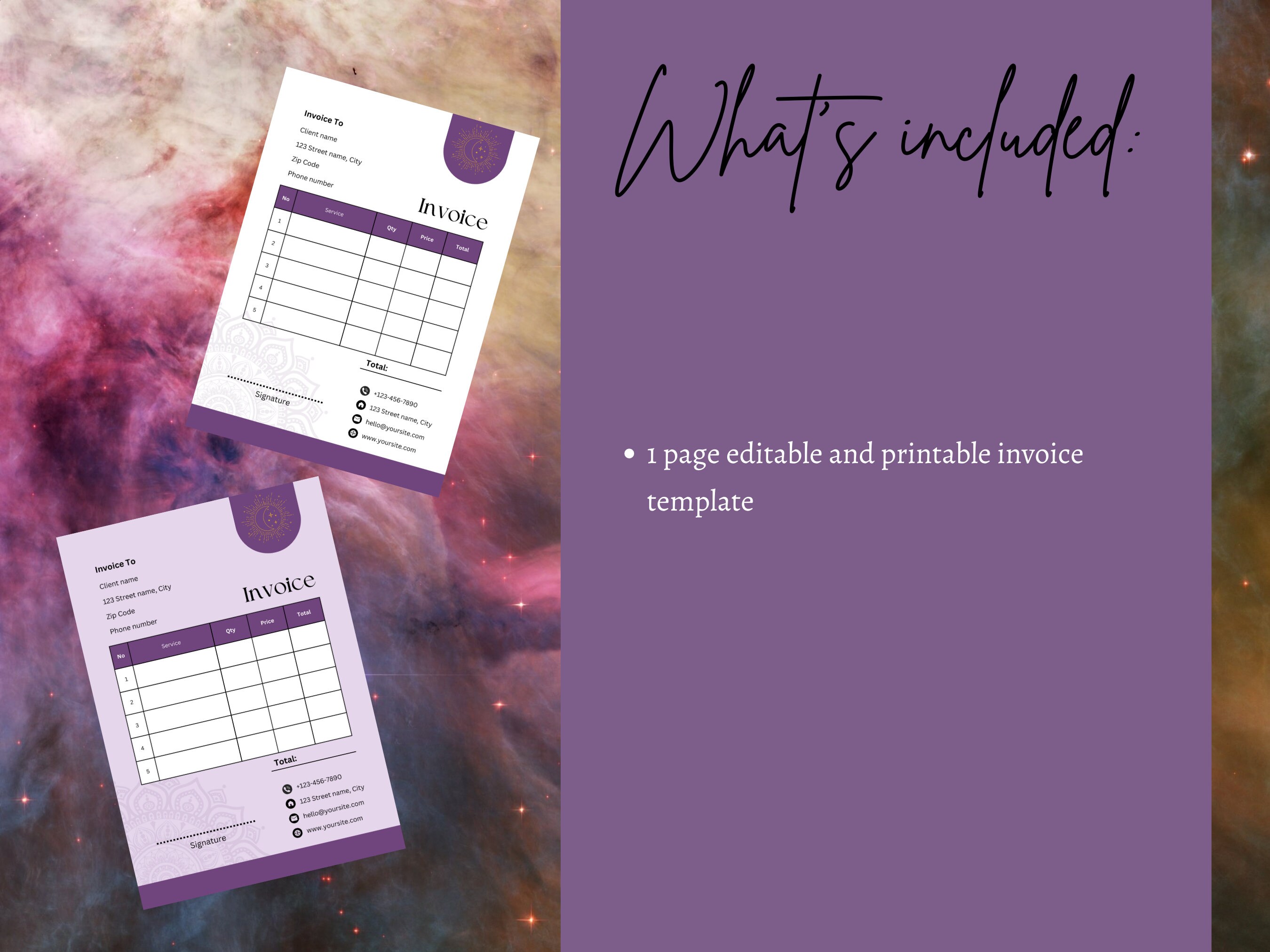 Invoice Template for Reiki Business, Energy Healers, Massage Therapists ...