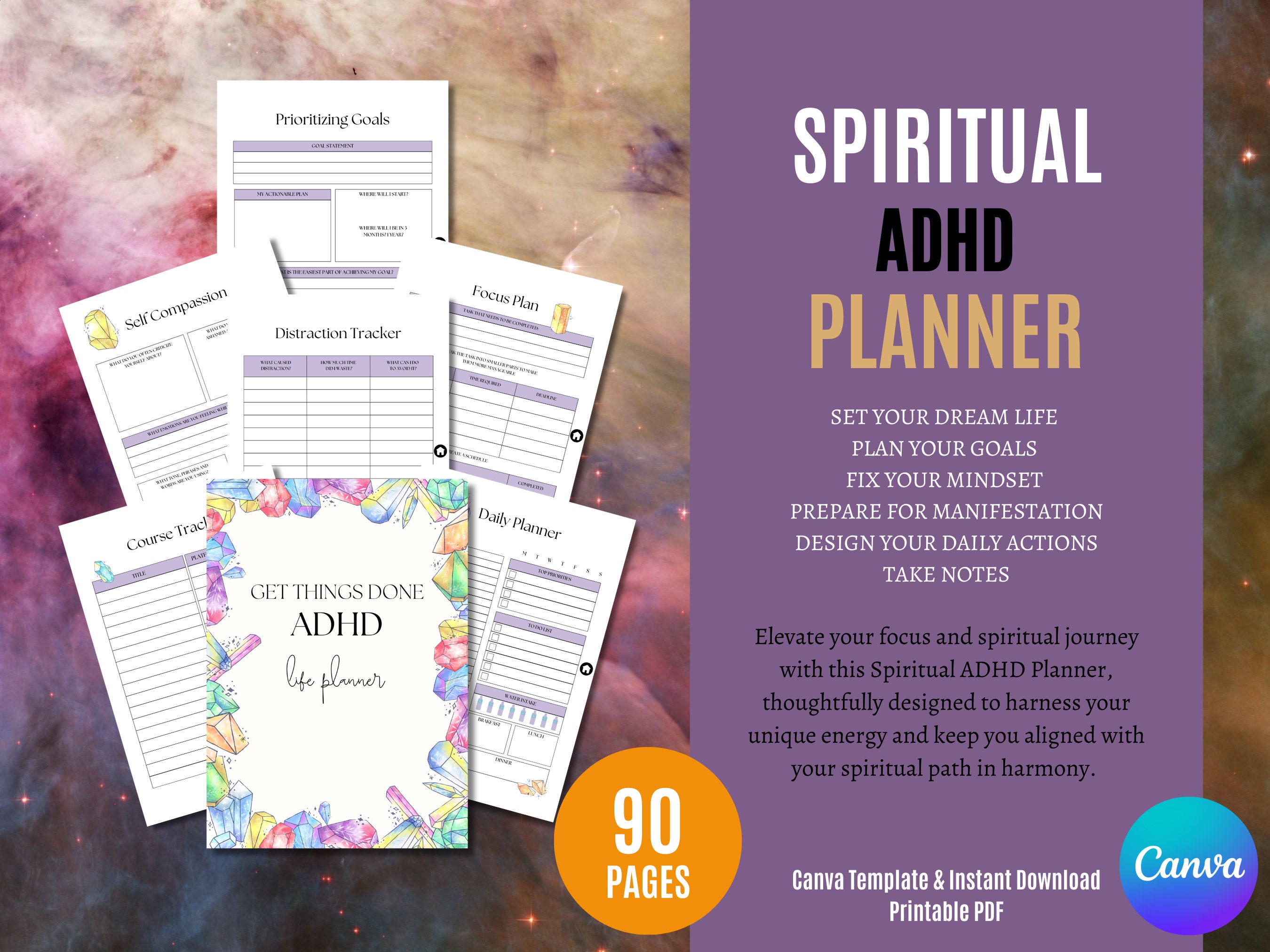 SPIRITUAL ADHD PLANNER, Spiritual Growth, Manifestation Journal, Goal ...