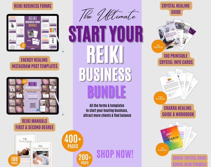 Start Your REIKI BUSINESS BUNDLE Energy Healing Chakra Healing Crystal ...